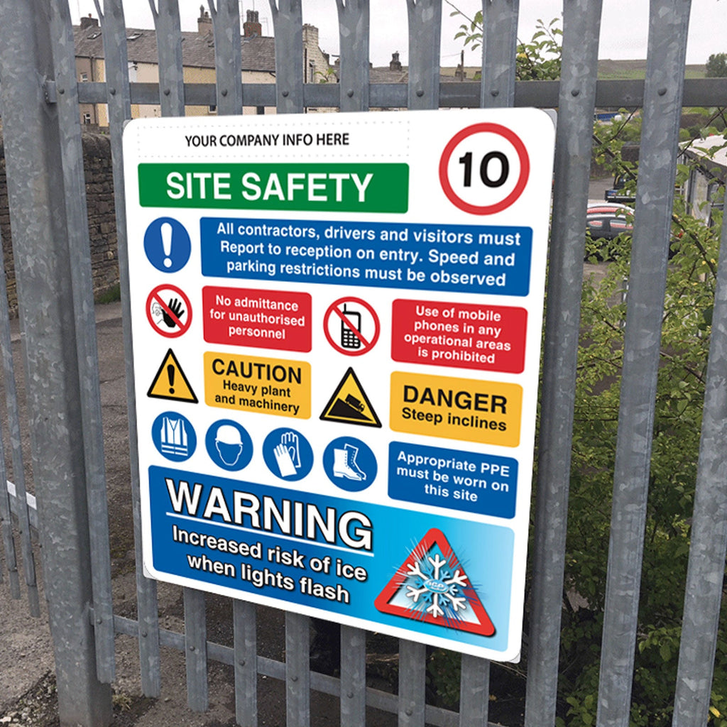 Construction Ice Warning Flashing LED Safety Sign (HS1) - add your log ...